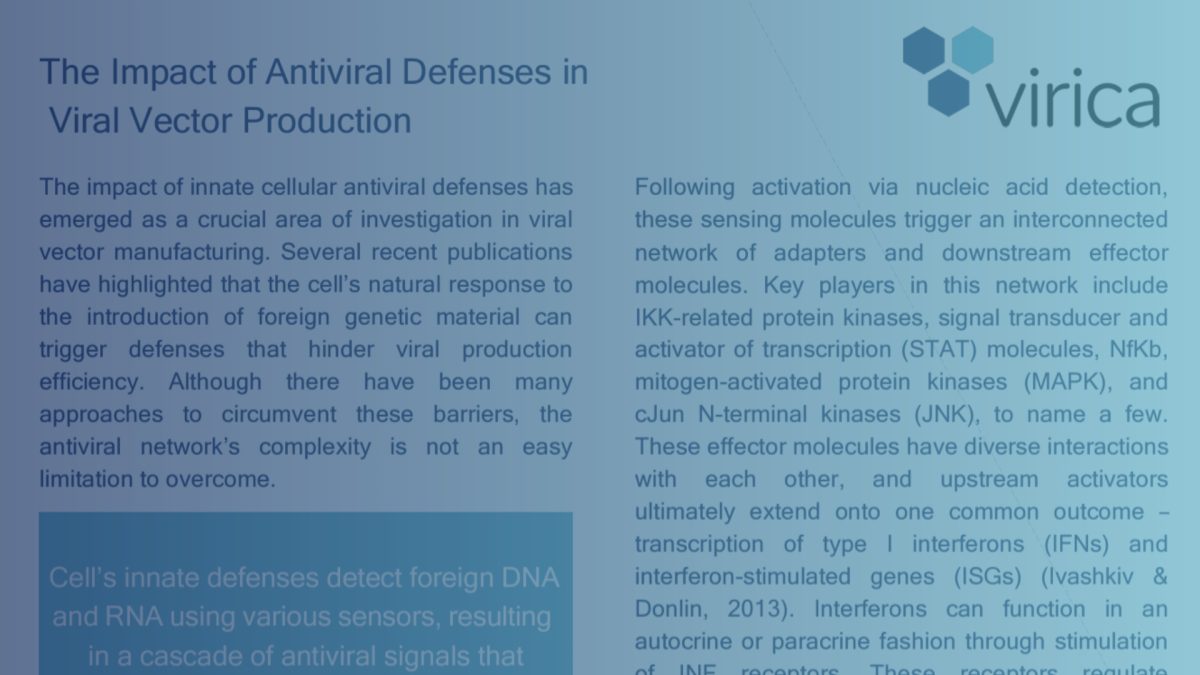 The Impact of Antiviral Defenses in Viral Vector Production – Virica ...